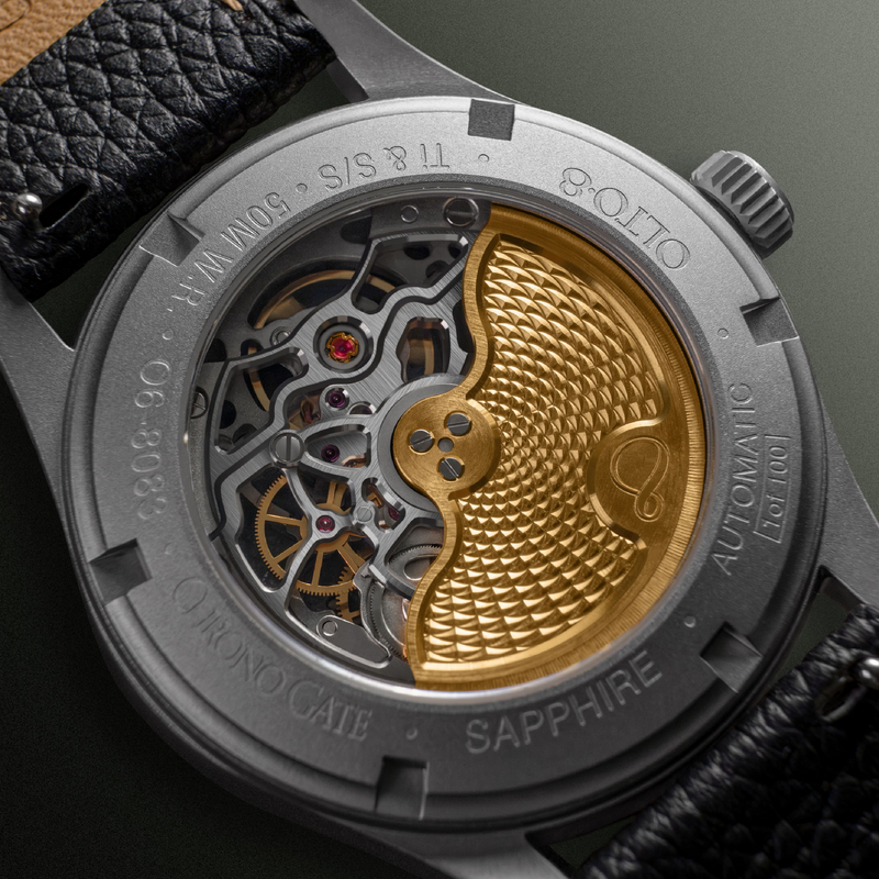 OLTO-8 Chrono Gate Olive Green - Middle Eastern Numerals in Titanium ...